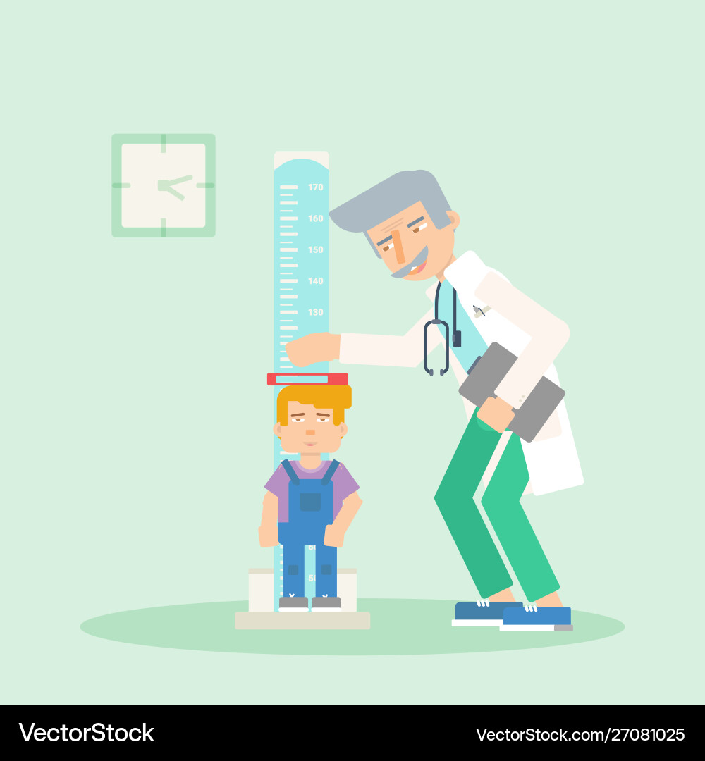 Kid in pediatrics clinic flat Royalty Free Vector Image