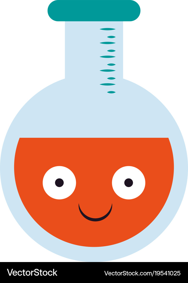 Laboratory flask isolated cartoon smiling Vector Image