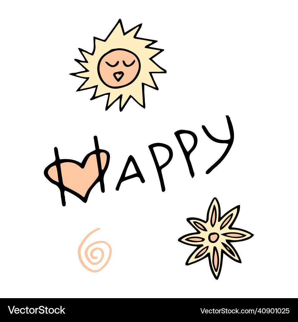 Letrtering happy party doodle colorful Royalty Free Vector