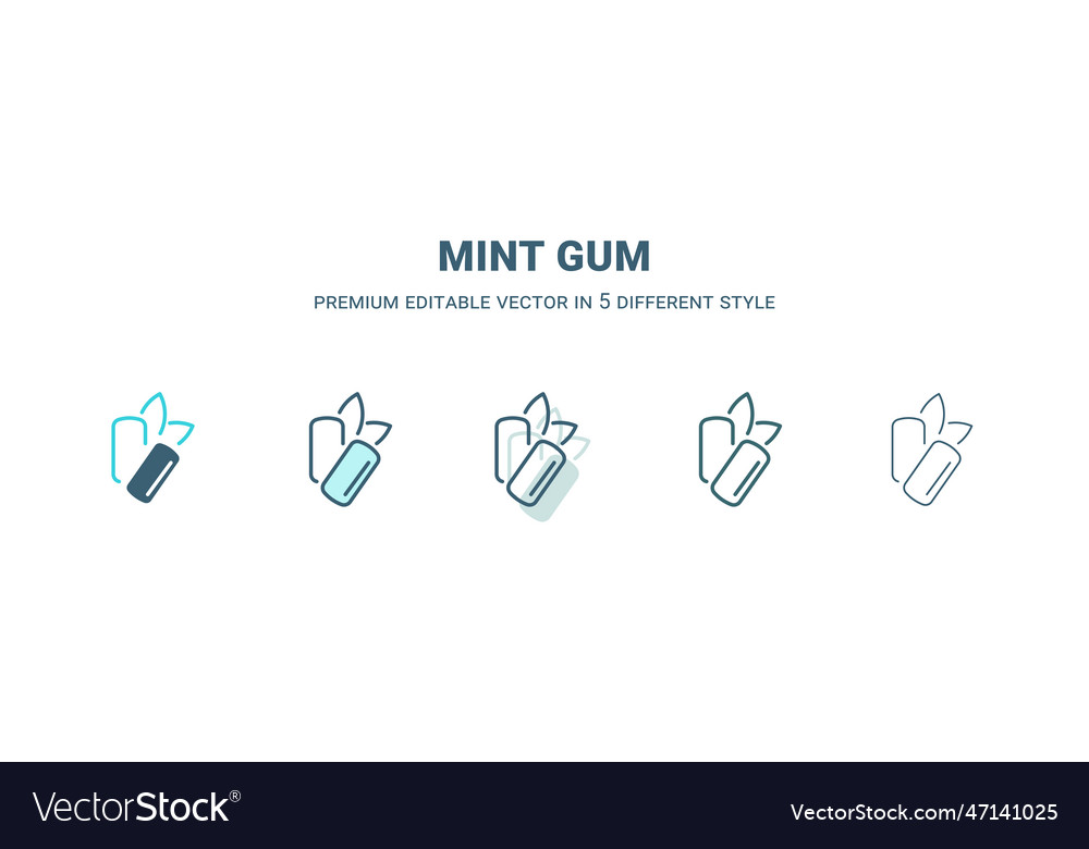 Mint gum icon in 5 different style outline filled Vector Image