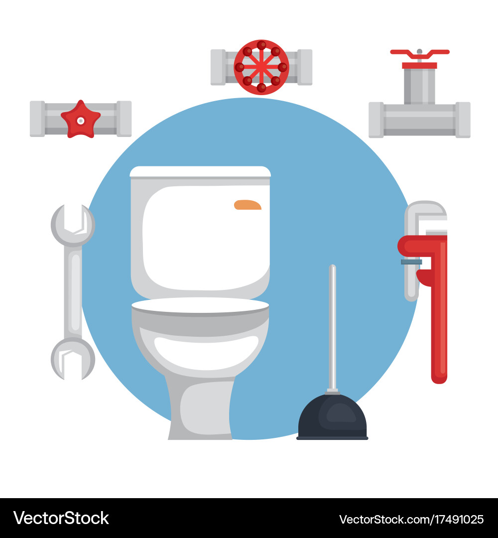 Plumbing line set icons Royalty Free Vector Image