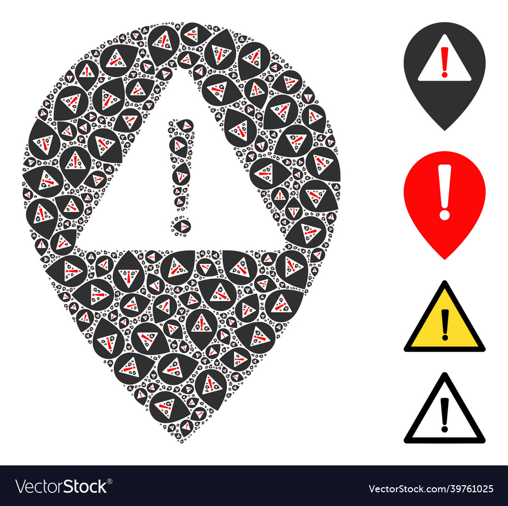 Warning map pointer icon recursion composition Vector Image