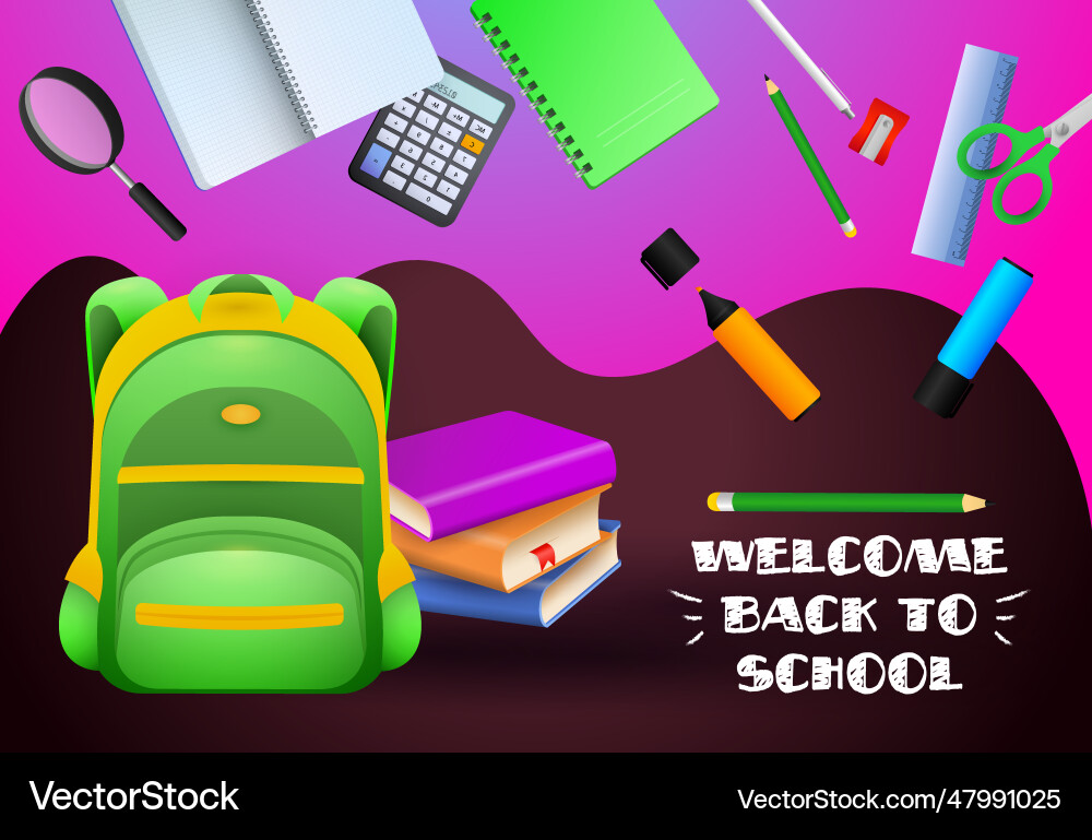 Welcome back to school posters design stack of Vector Image