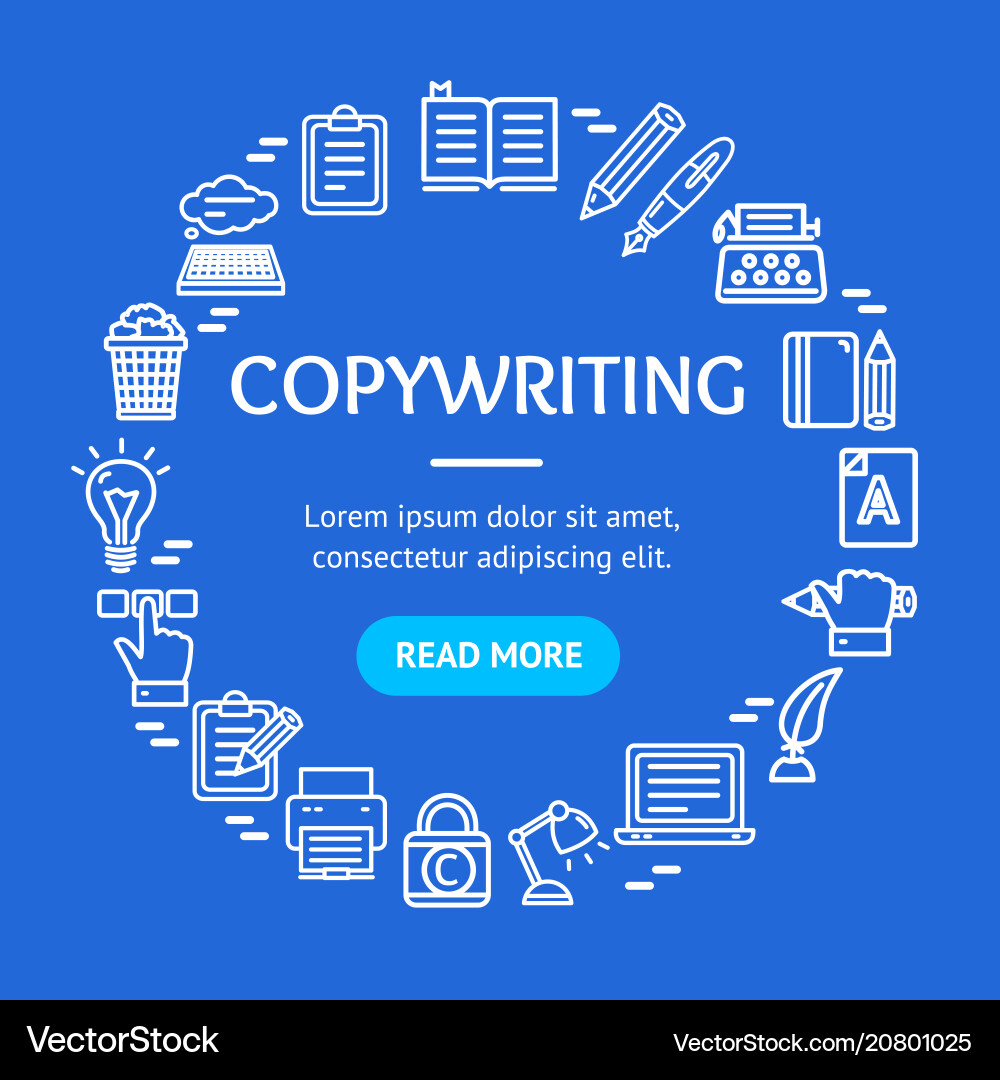 Writer and copywriting signs round design template