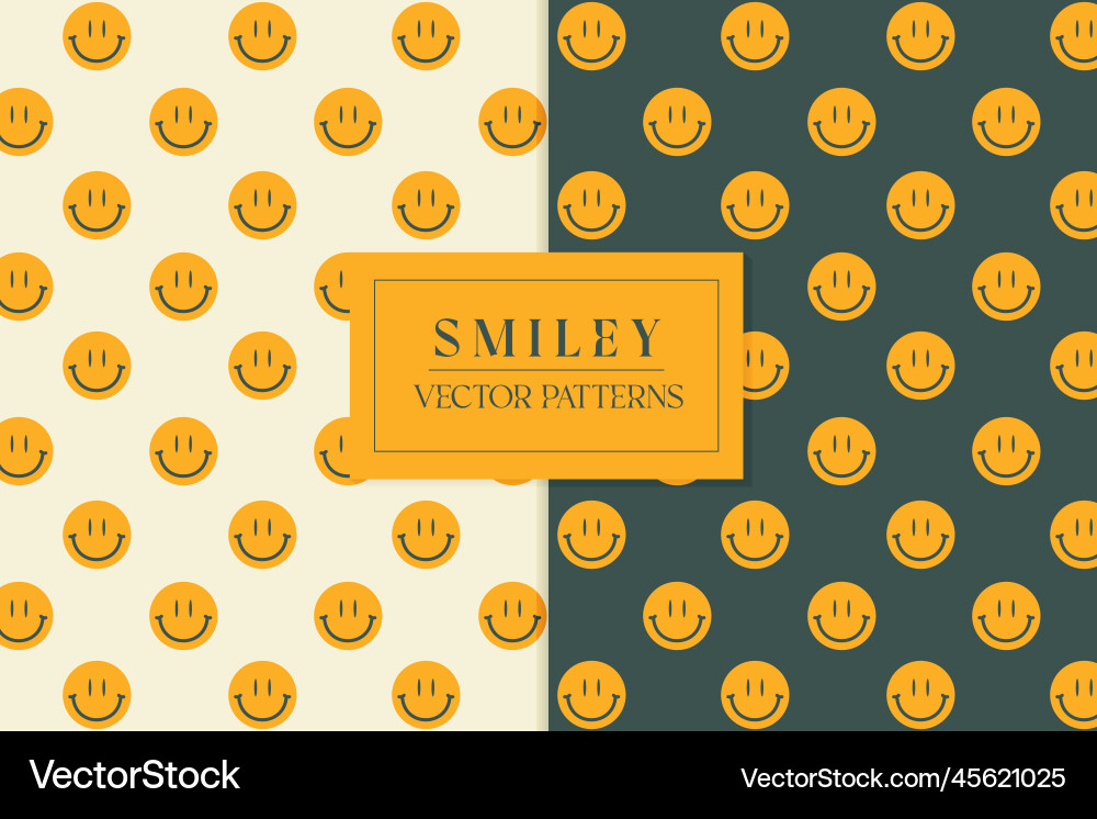 Yellow smiley black and white background pattern Vector Image
