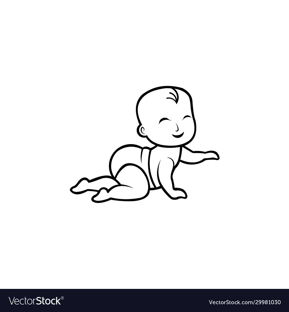 A little bald bain a diaper Royalty Free Vector Image