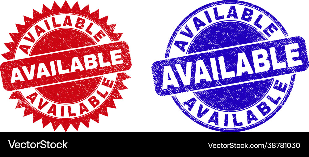 Available rounded and rosette stamps with grunge Vector Image