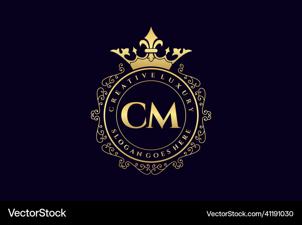 Cm initial letter luxury calligraphic feminine Vector Image