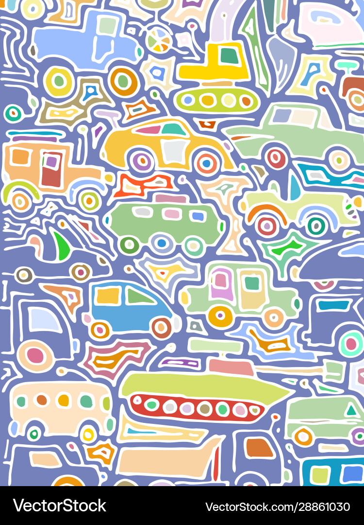 Color auto pattern doodle lines colorful grunge Vector Image