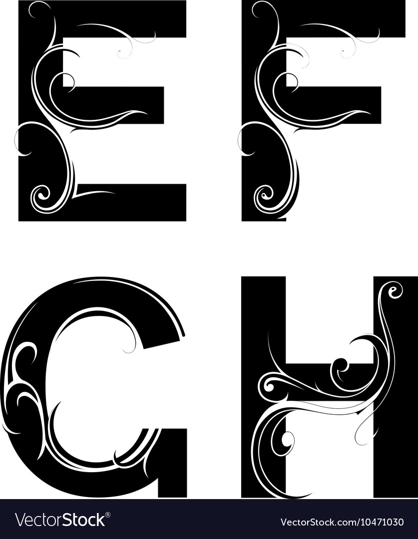 Decorative letter shapes Royalty Free Vector Image Decorative letter shapes Royalty Free Vector Image