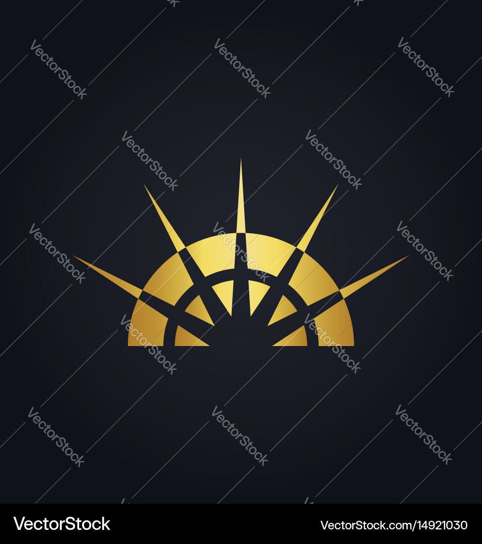 Gold abstract sun shine geometry logo Royalty Free Vector
