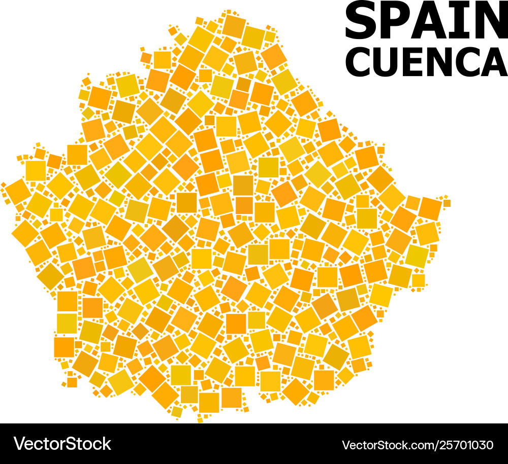 Gold rotated square mosaic map cuenca province Vector Image