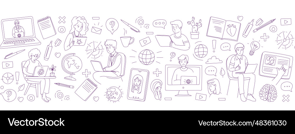 Learning online e-learning video call chat Vector Image