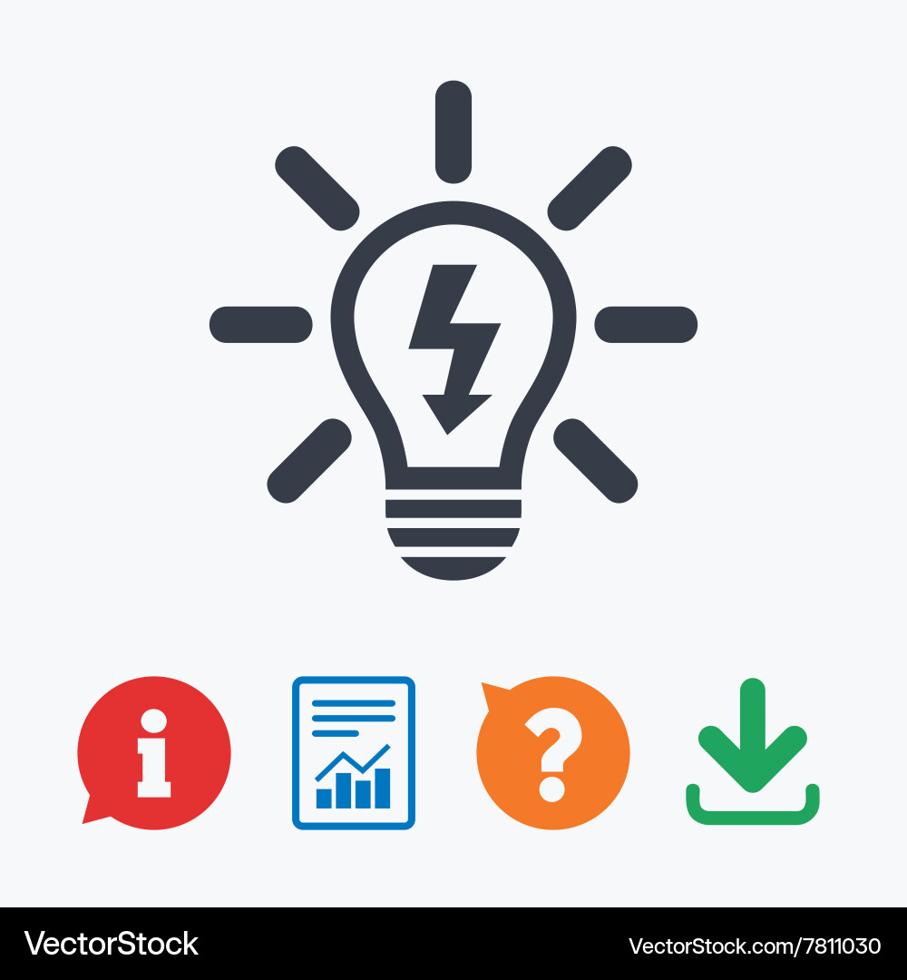 Light lamp sign icon bulb with lightning symbol Vector Image