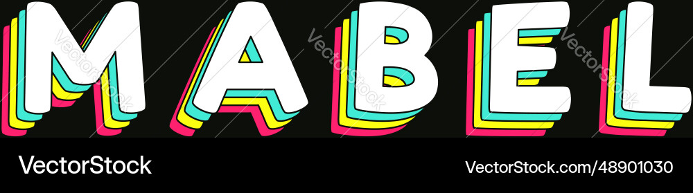 Mabel - retro rainbow typography faded style Vector Image