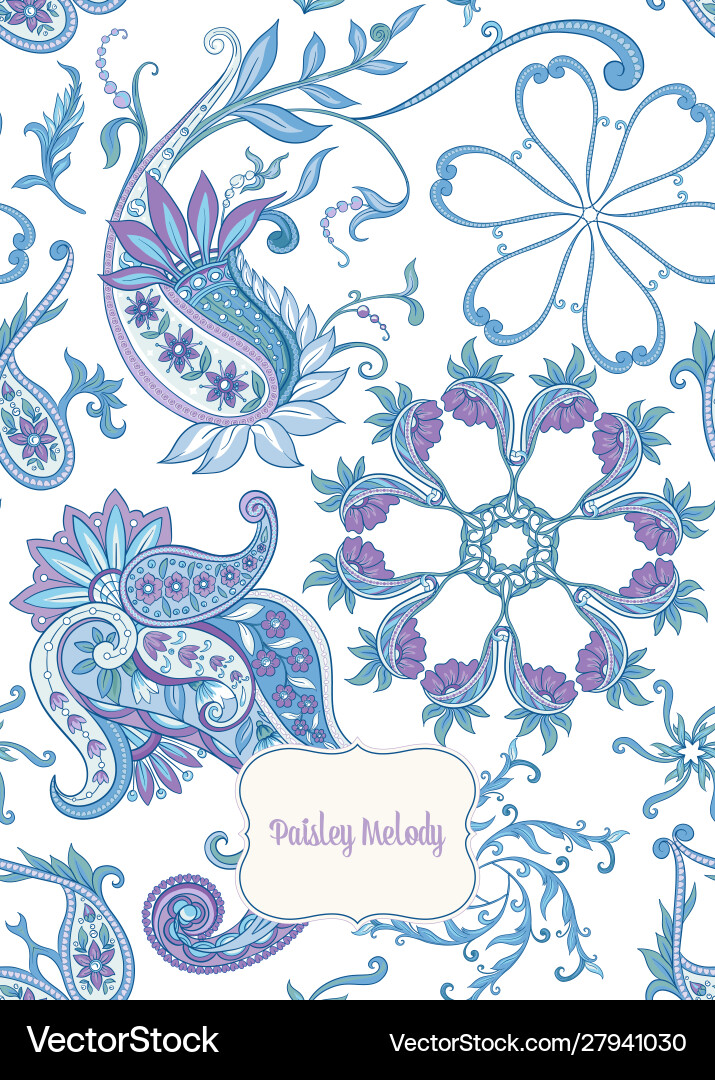 Pattern with traditional paisley floral Royalty Free Vector