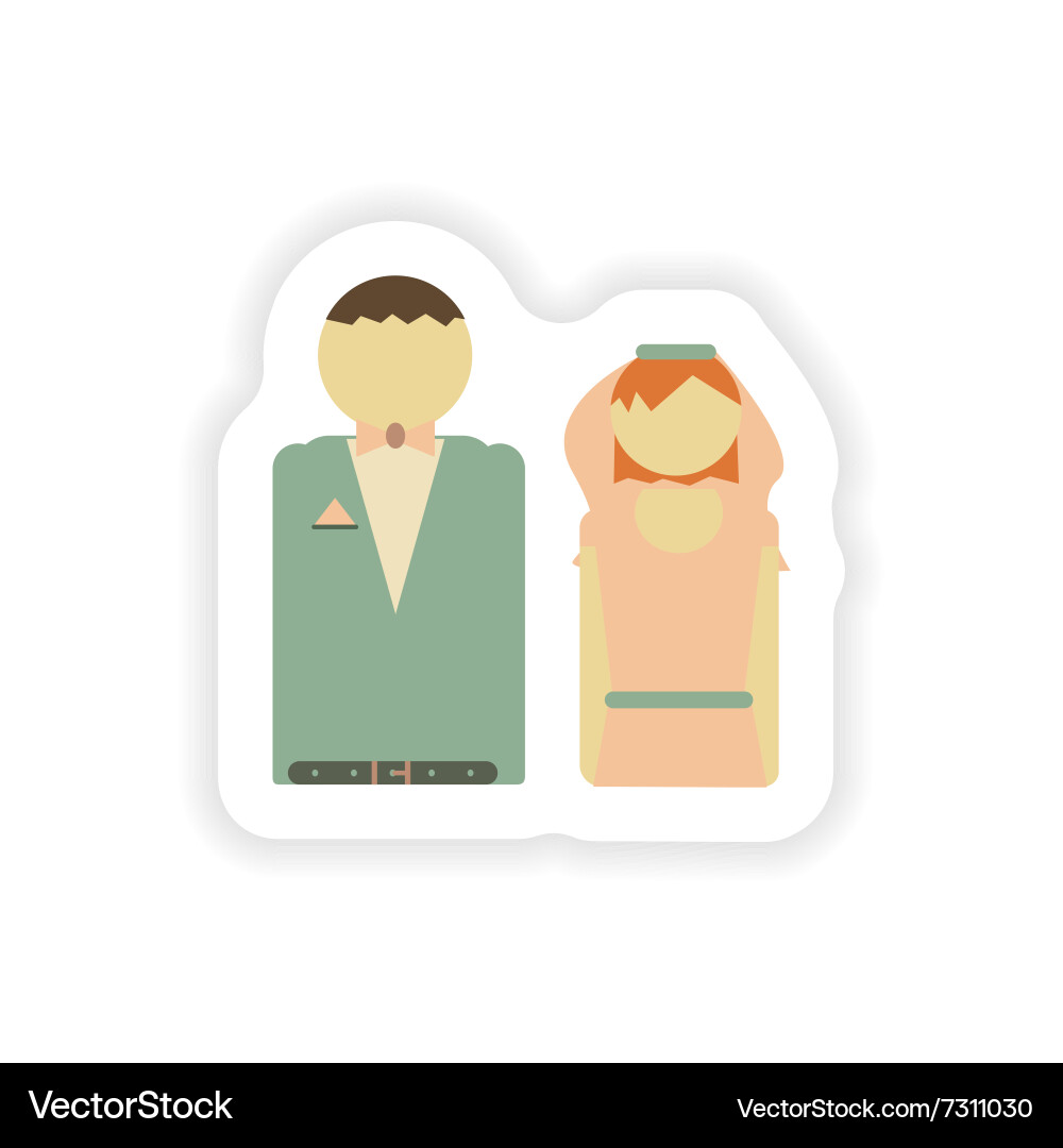 Stylish paper sticker on white background bride Vector Image