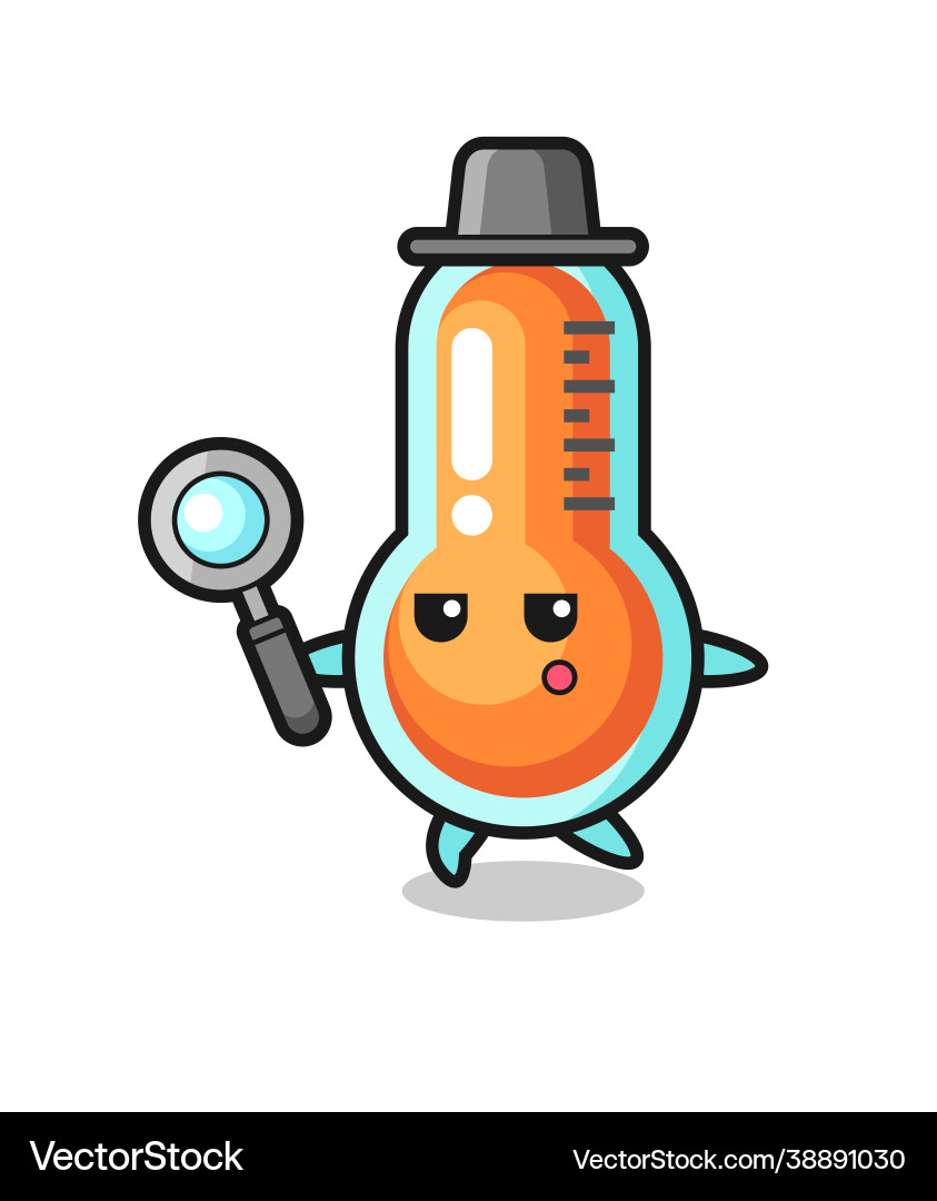 Thermometer cartoon character searching Royalty Free Vector