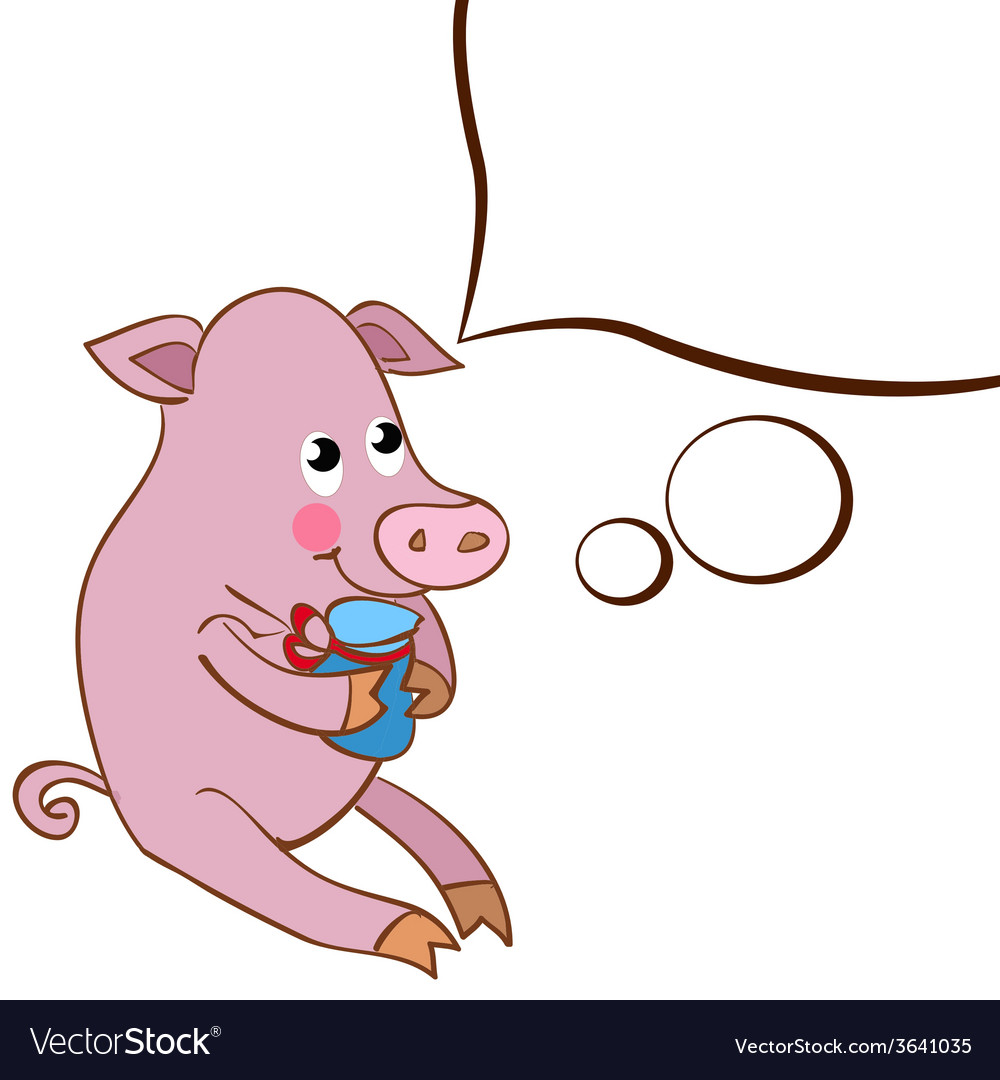 A character pig with white cloud design element Vector Image