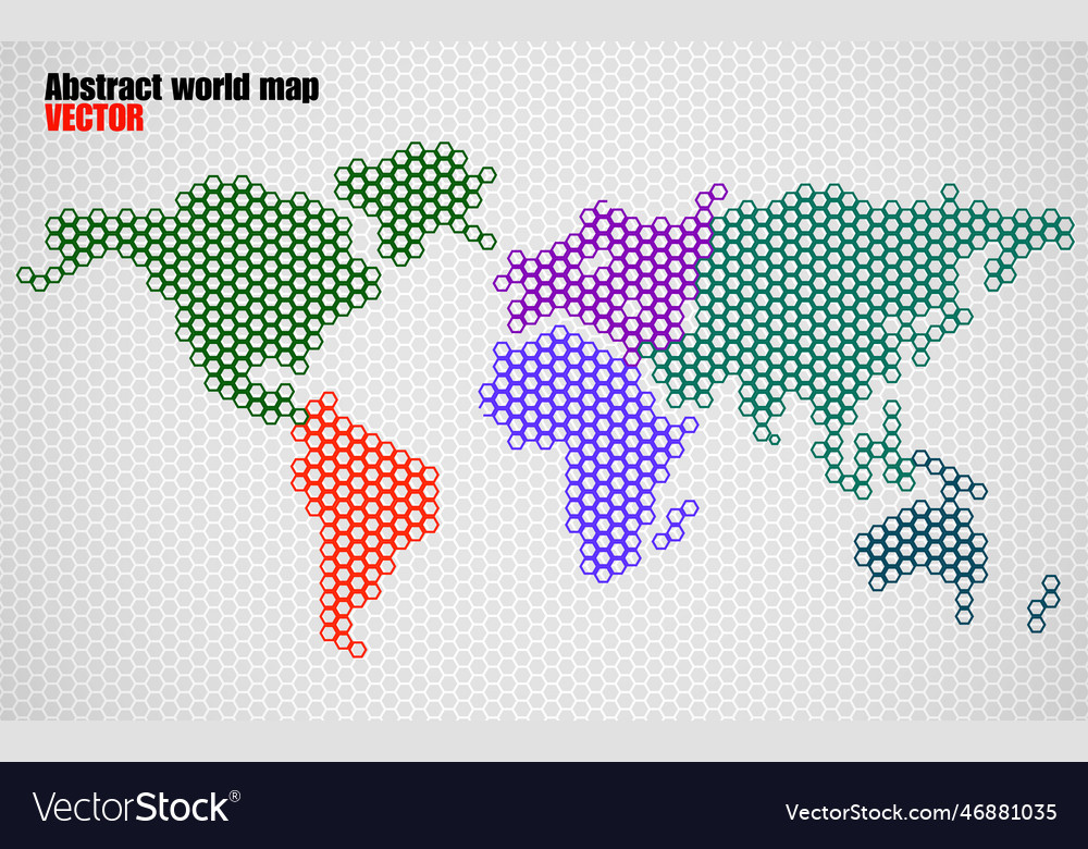 Abstract world map of hexagons Royalty Free Vector Image