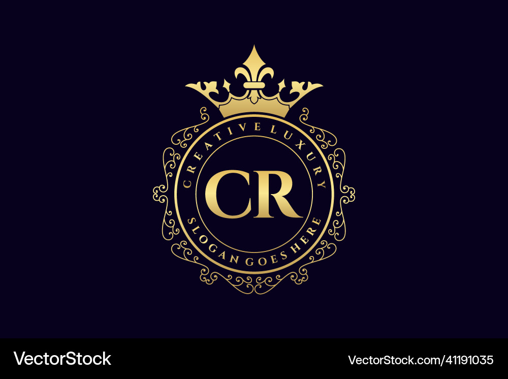 Cr initial letter luxury calligraphic feminine Vector Image