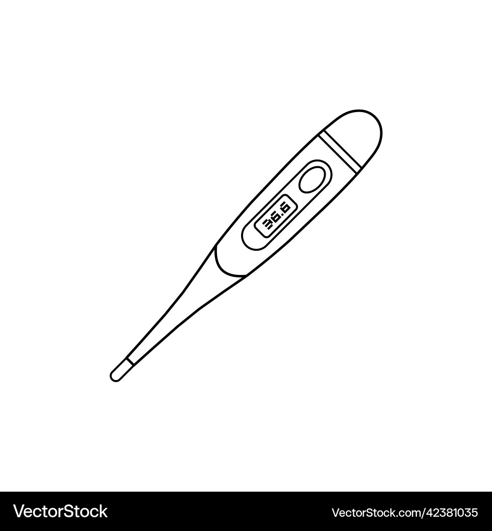 Digital thermometer outline icon on isolated Vector Image