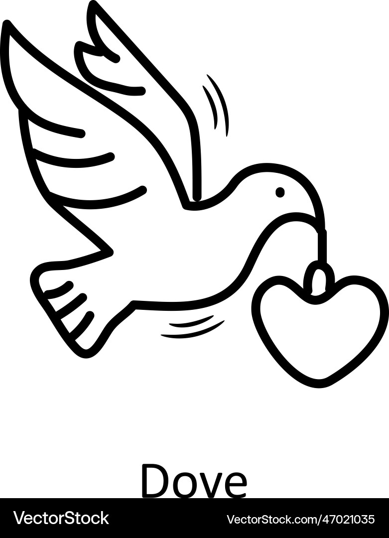 Dove outline hand draw icon design Royalty Free Vector Image