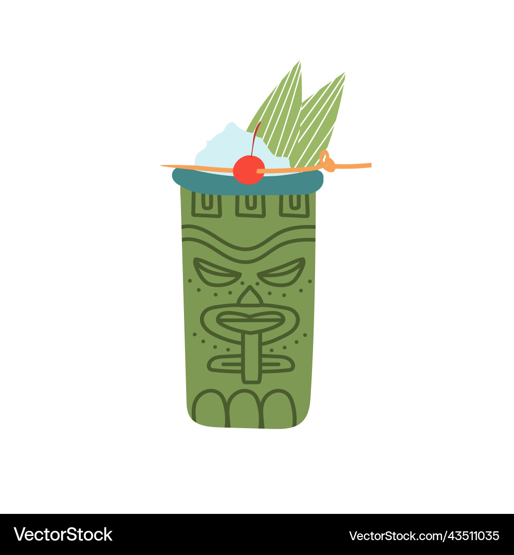 Hand-drawn doodle cartoon style tiki Royalty Free Vector