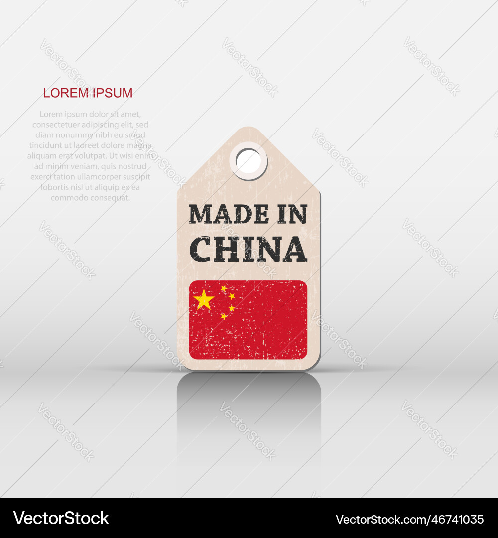 Hang tag made in china with flag Royalty Free Vector Image