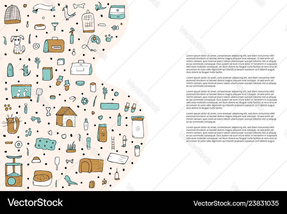 Pet shop concept doodle style design Royalty Free Vector