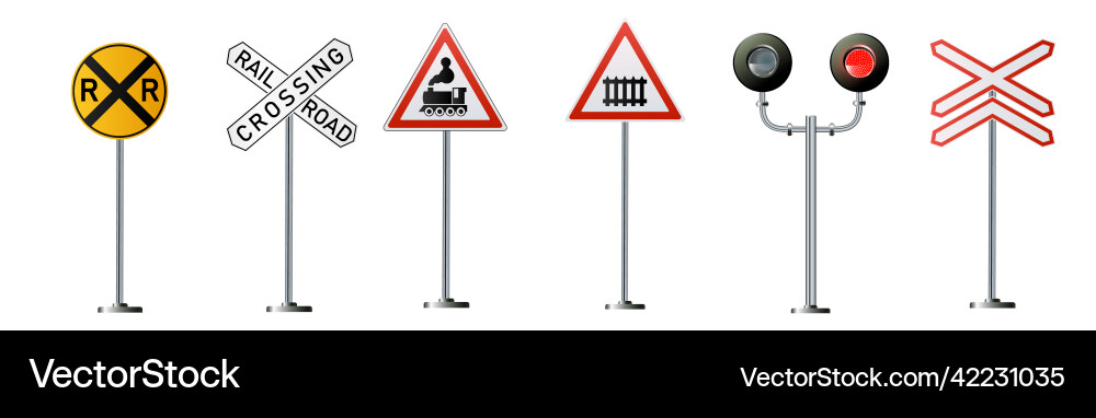 Railway signs set isolated on a white background Vector Image