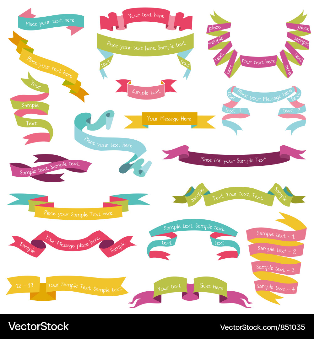 Set colorful ribbons for your text Royalty Free Vector Image