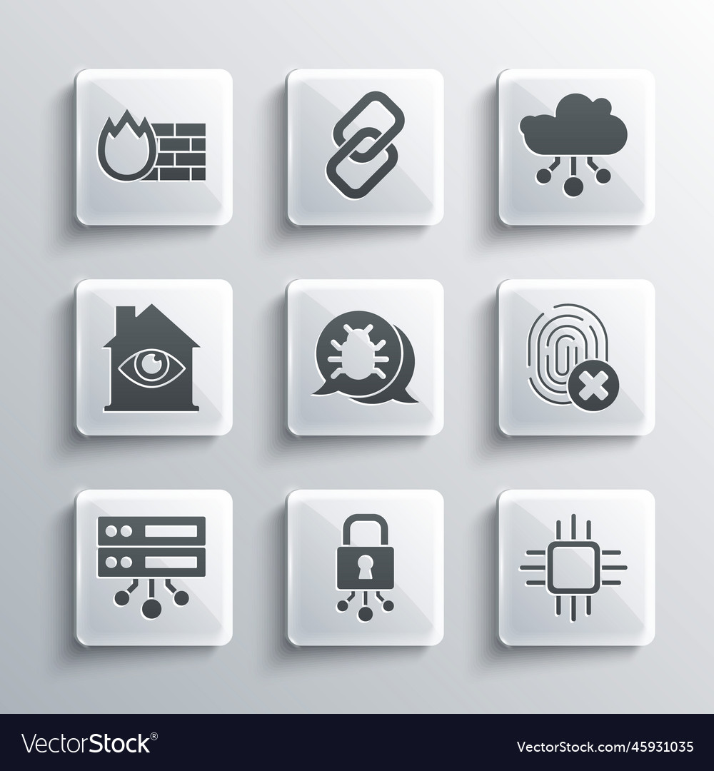 Set Cyber Security Processor With Microcircuits Vector Image