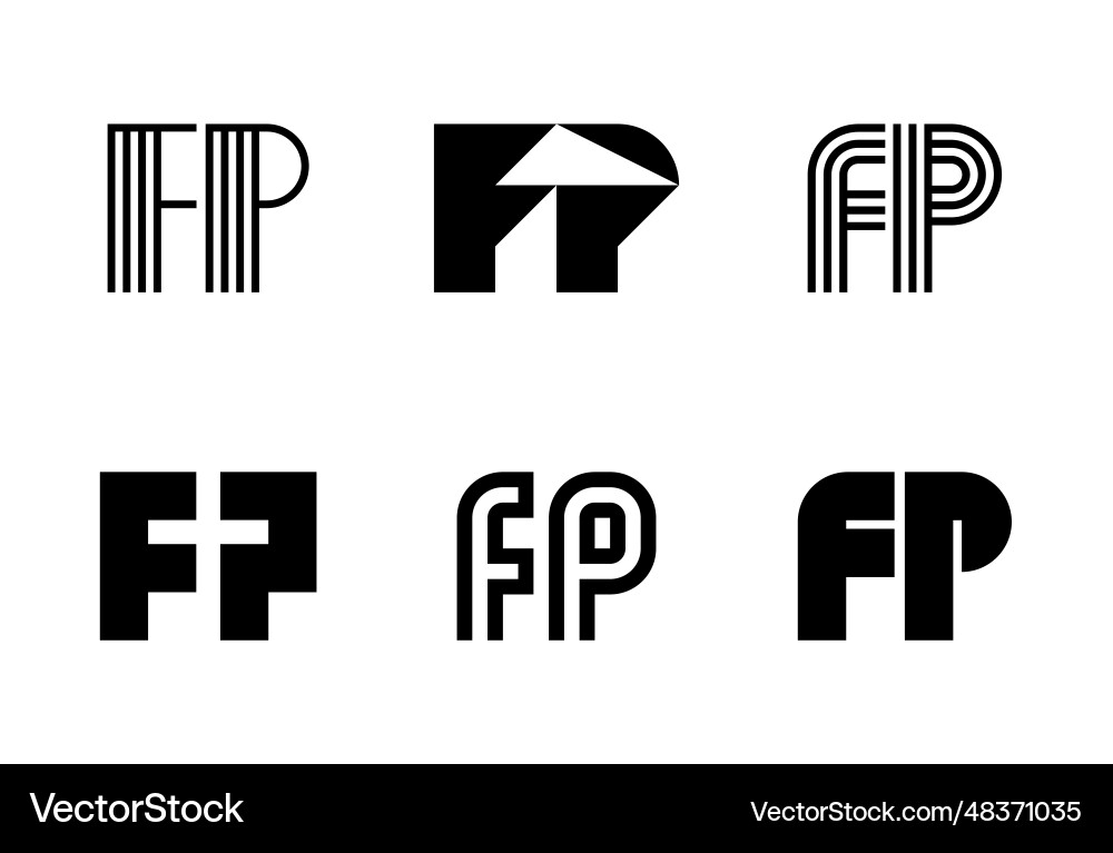 Set of letter fp logos Royalty Free Vector Image