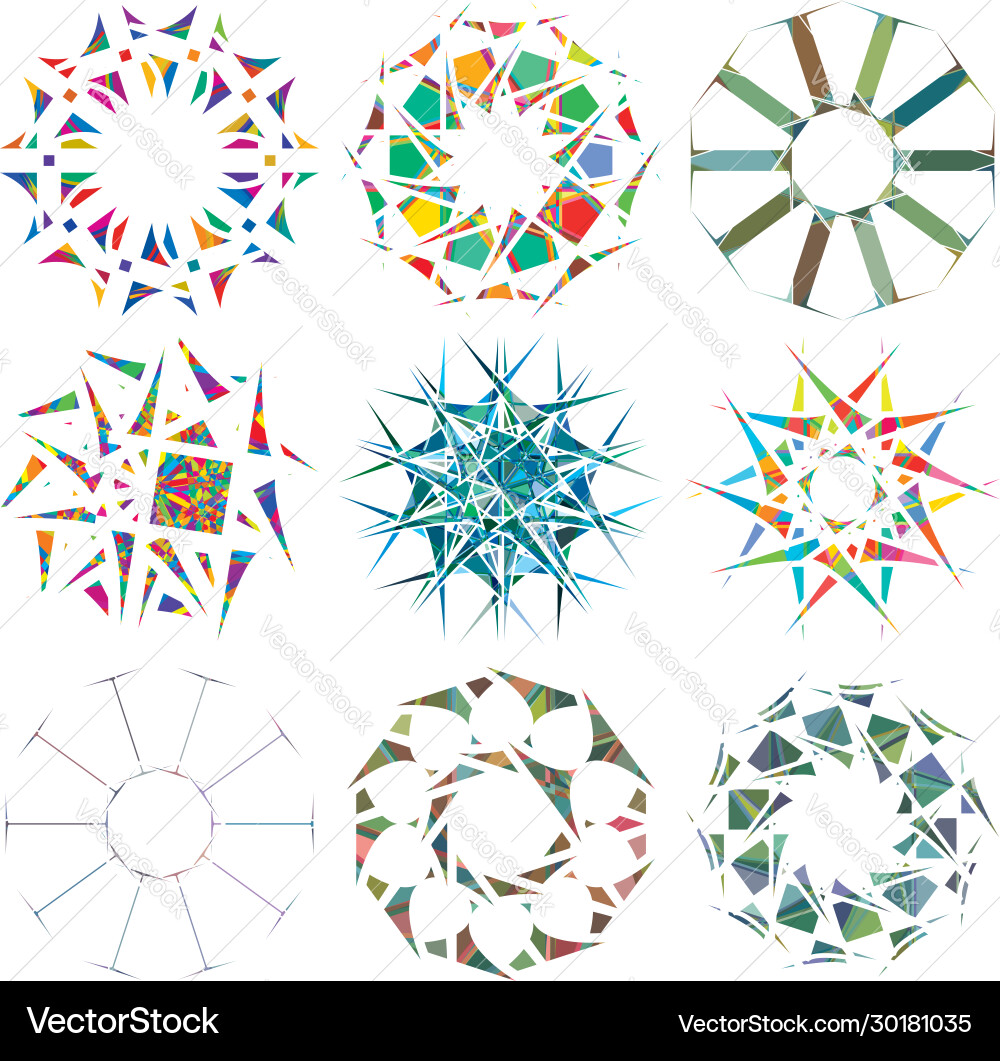 Shattered crystal gem-like mandala imagery Vector Image