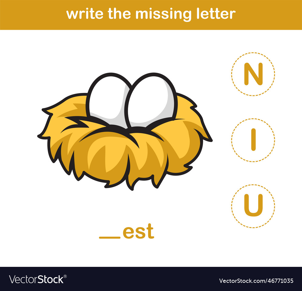 Write the missing letter Royalty Free Vector Image