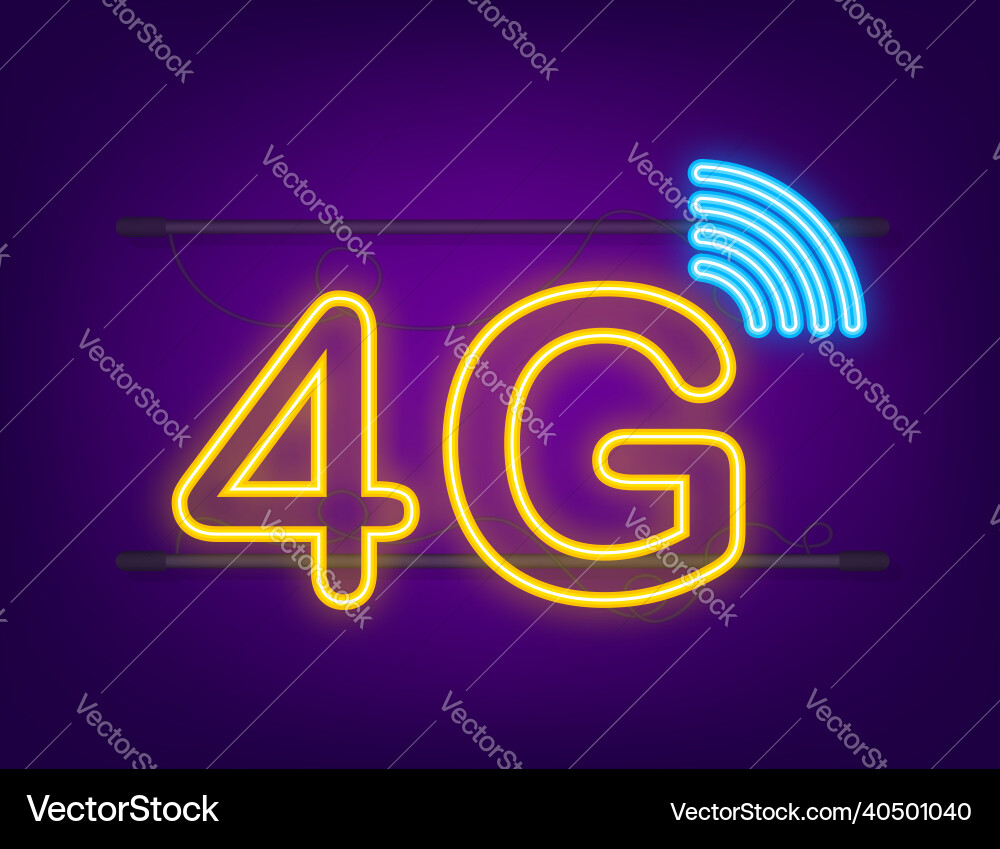 4g neon symbol set isolated on background mobile Vector Image