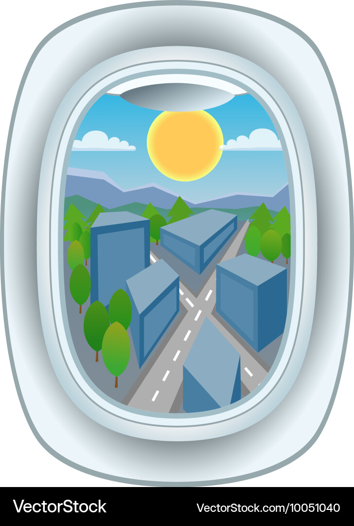 Airplane window view Royalty Free Vector Image