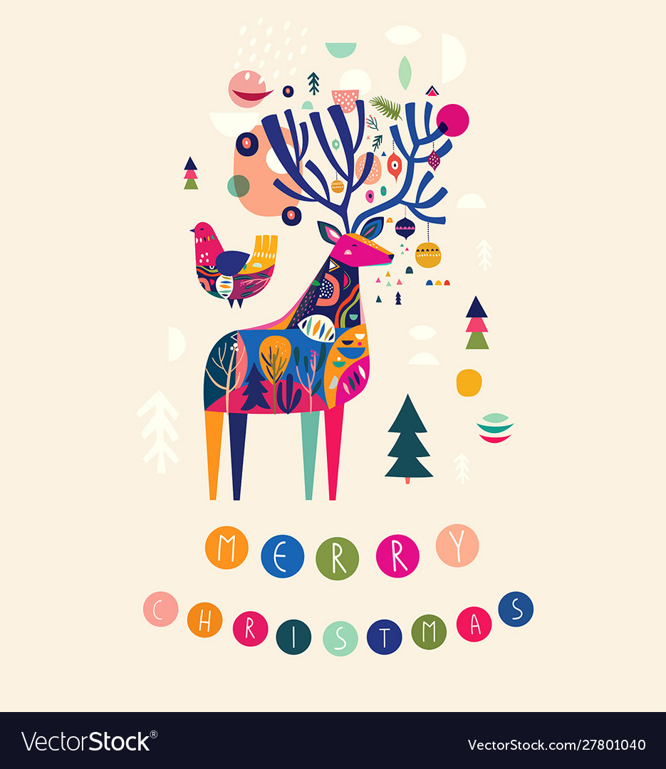 Christmas deer Royalty Free Vector Image - VectorStock
