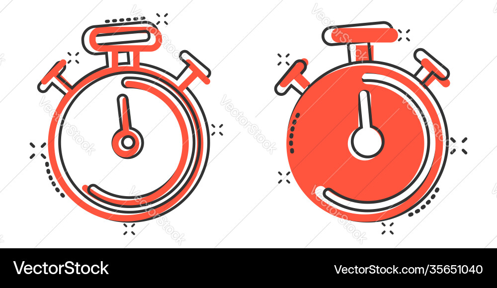 Clock icon in comic style watch cartoon on white Vector Image