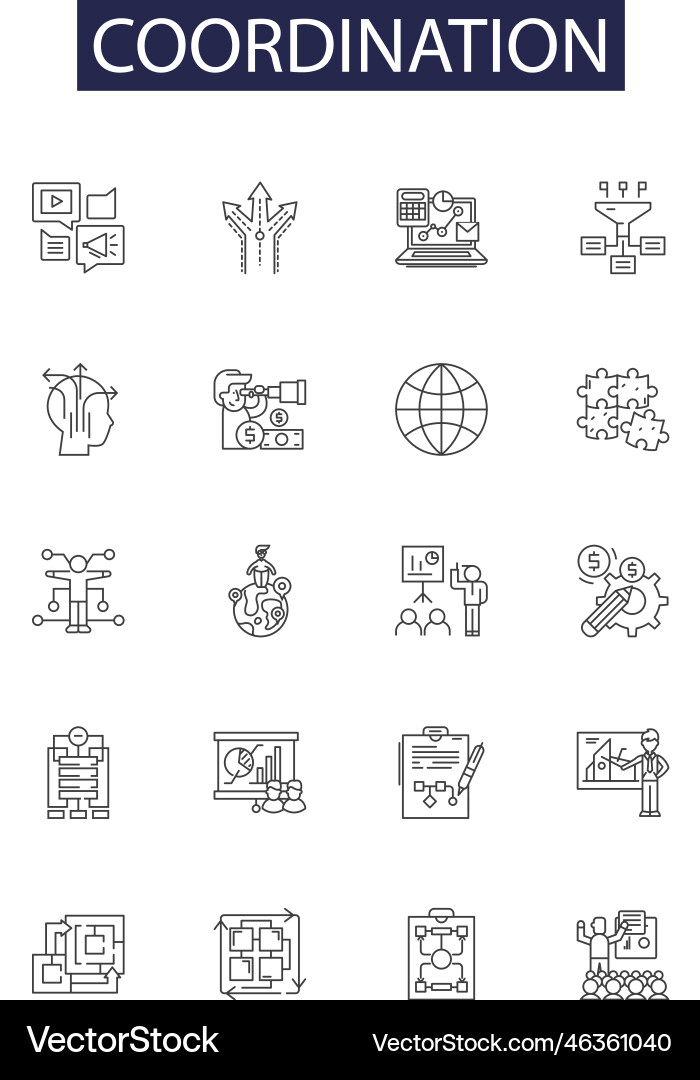 Coordination line icons and signs Royalty Free Vector Image