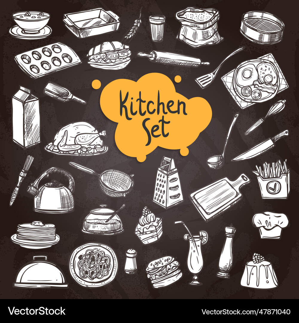 Food chalkboard set chalkboard set Royalty Free Vector Image