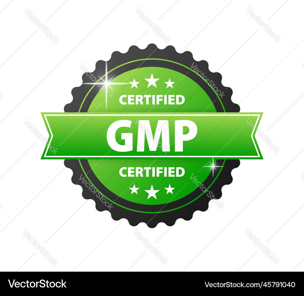 Gmp - good manufacturing practice certified sign Vector Image