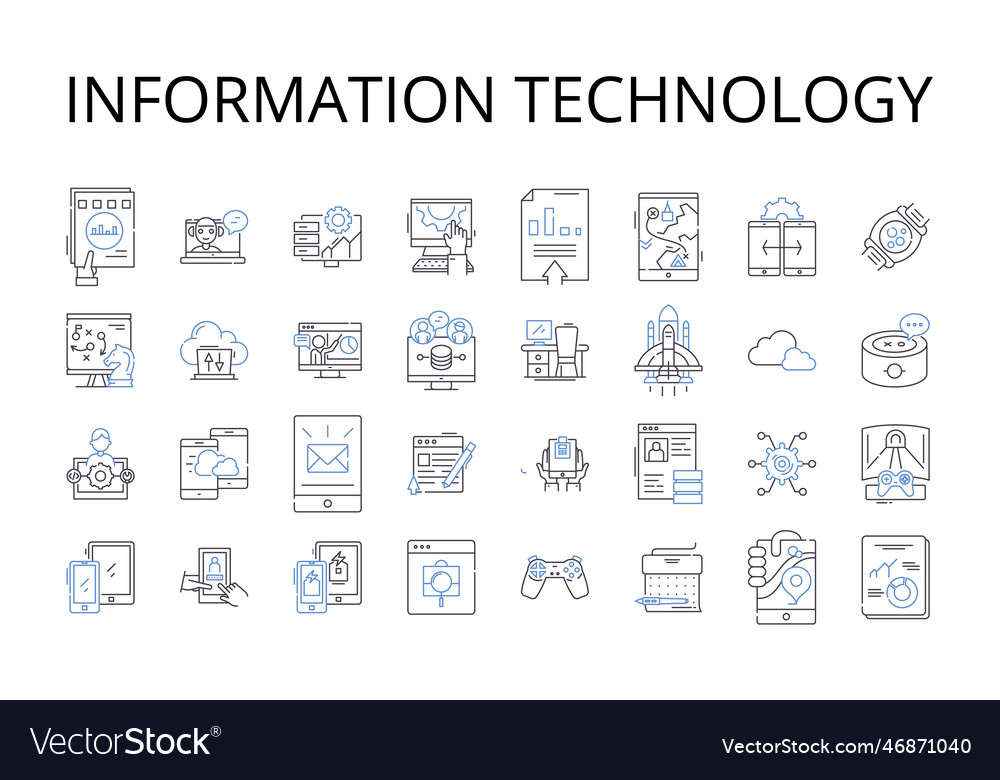 Information technology line icons collection Vector Image Information technology line icons collection Vector Image
