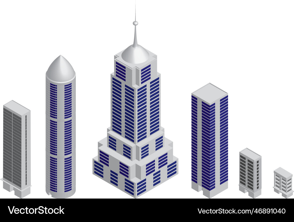 Isometric image of skyscrapers Royalty Free Vector Image