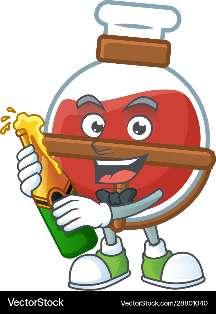Mascot cartoon design red potion with bottle Vector Image