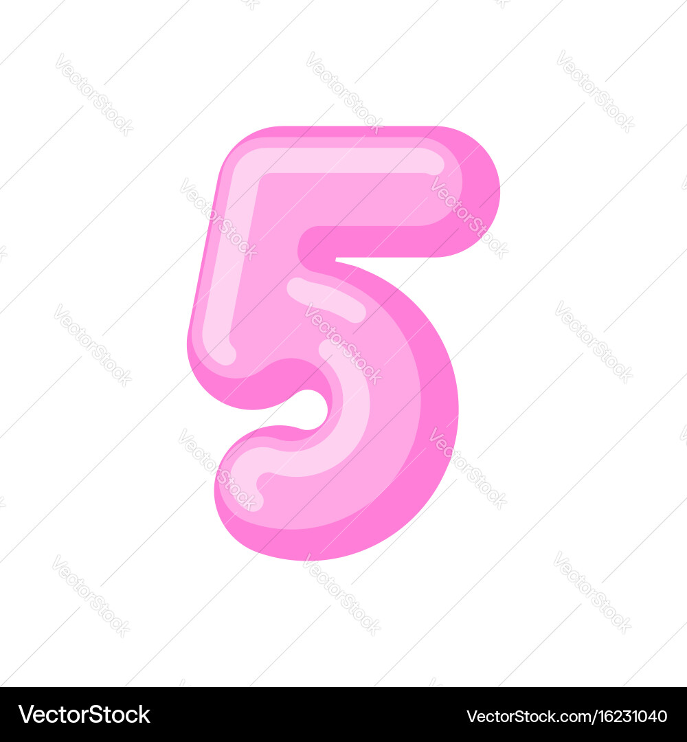 Number 5 candy font caramel alphabet five Vector Image