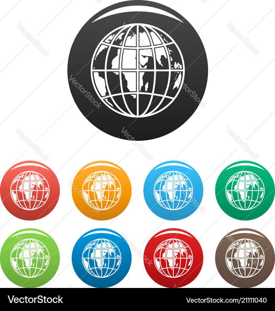Planet earth icons set color Royalty Free Vector Image