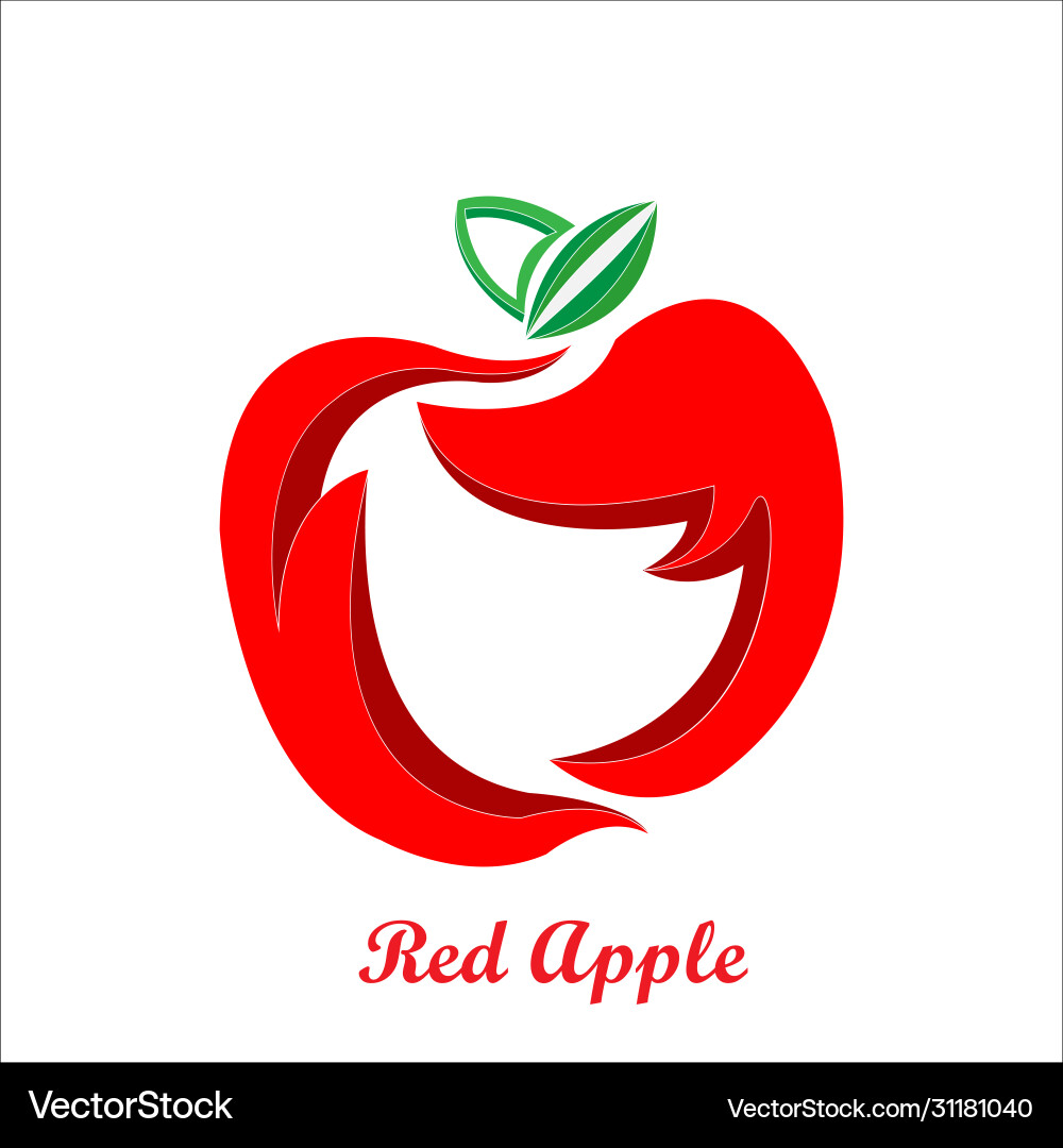 Red apple logo 3 dimension luxury mascot fruit Vector Image