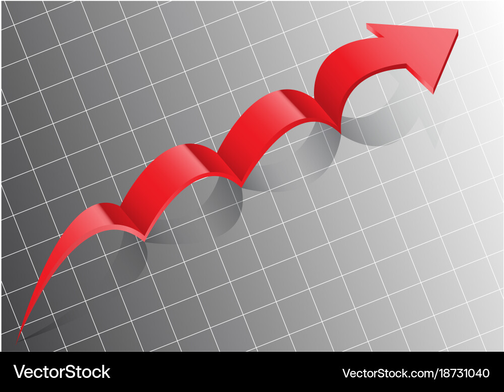 Red arrow step on gray white grid design business Vector Image